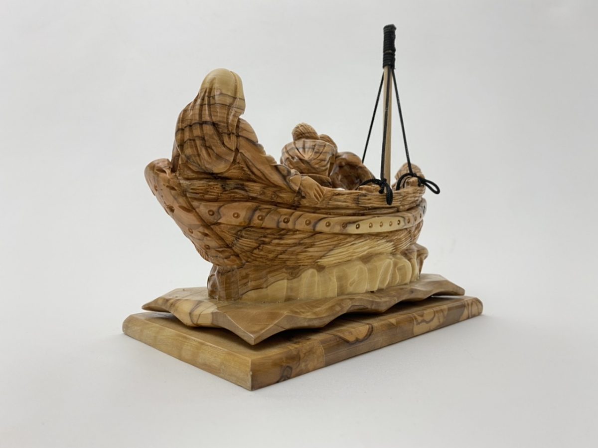 Fishing with Jesus in The Sea of Galilee - Bethlehem Wood Carving