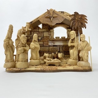 Nativity Set With The Star Of Bethlehem - Bethlehem Wood Carving
