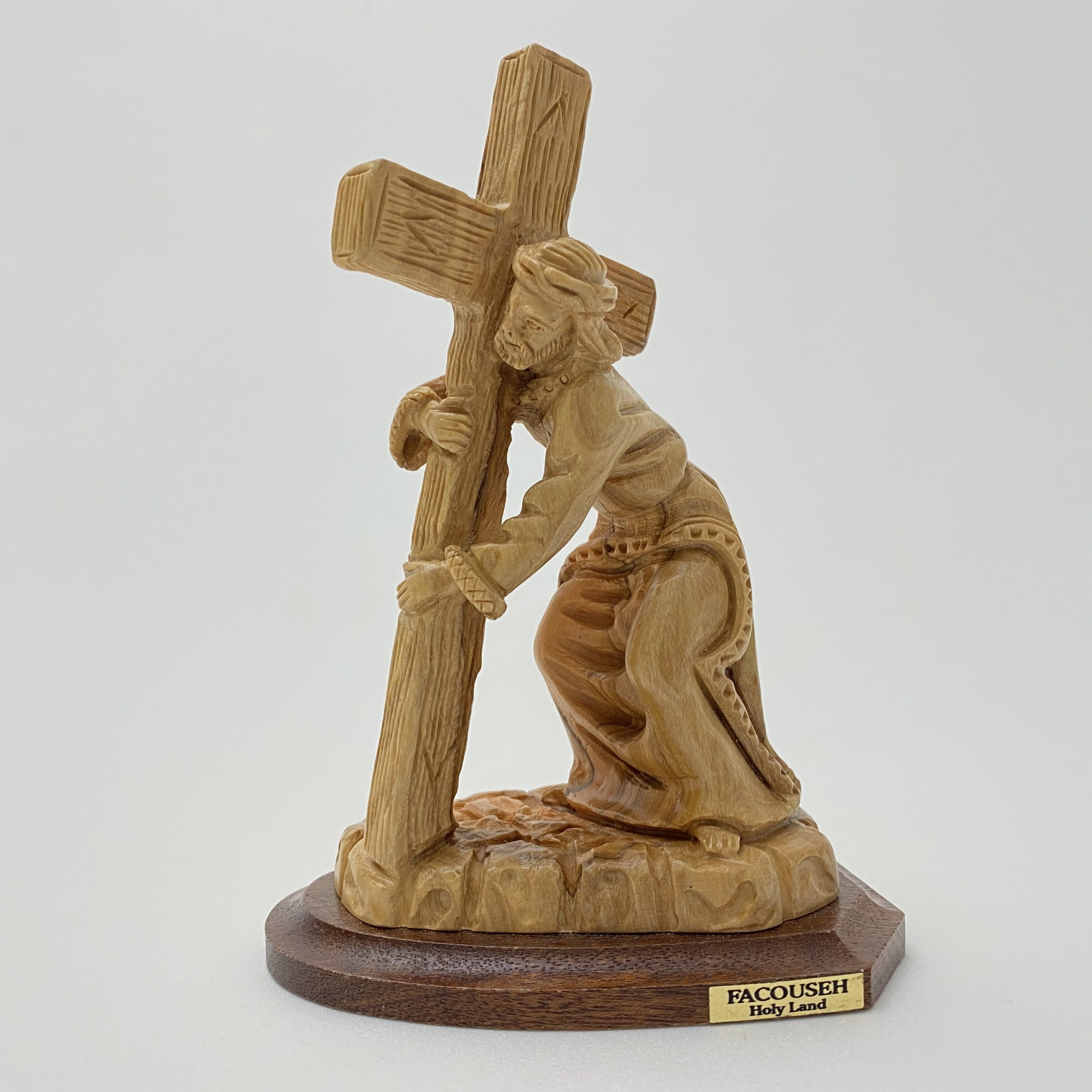 Small Figure of Jesus Carrying The Cross - Bethlehem Wood Carving