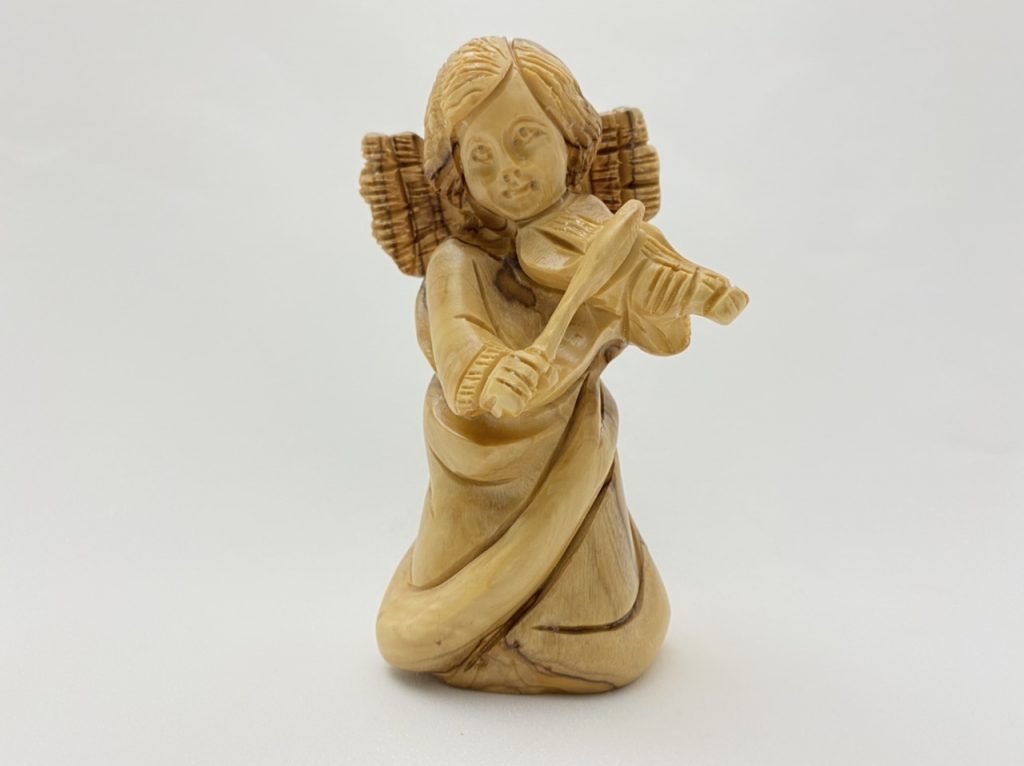 Angel Playing Violin - Bethlehem Wood Carving