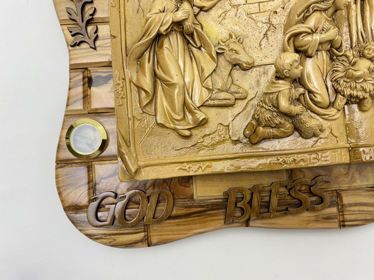 3D Nativity Wall Plaque - Bethlehem Wood Carving