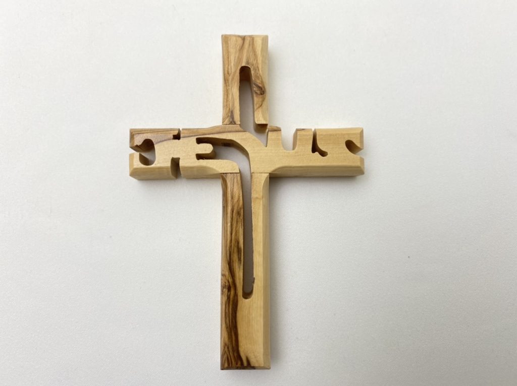 Olive Wood Jesus Cross - Bethlehem Wood Carving