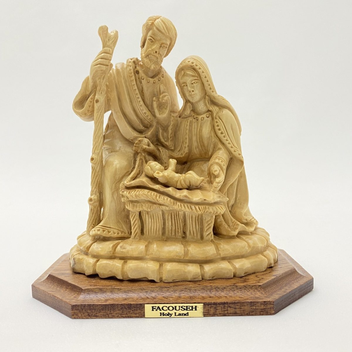 Holy Family Nativity Hand Crafted from Olive Wood - Bethlehem Wood Carving