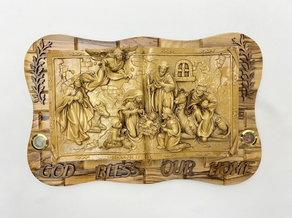 3D Nativity Wall Plaque - Bethlehem Wood Carving